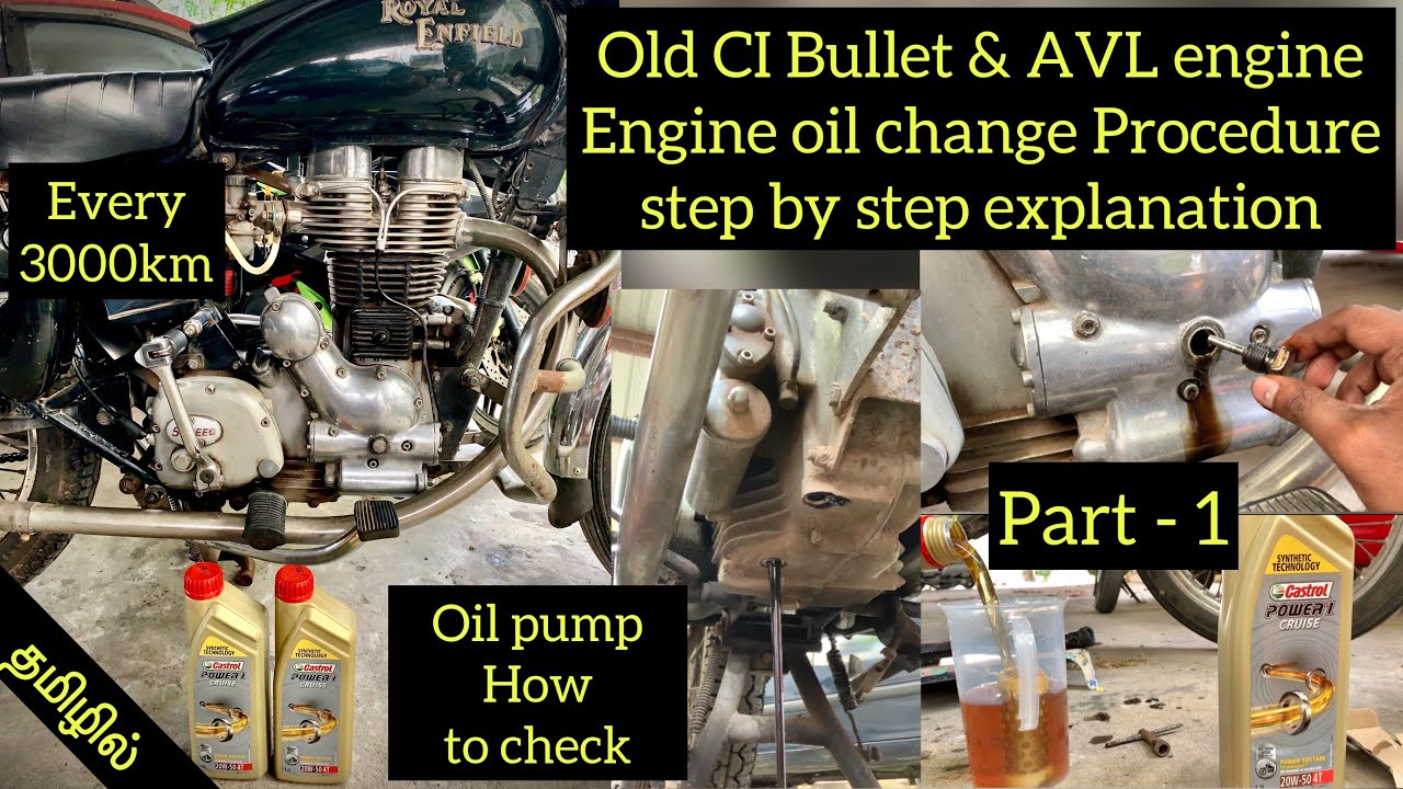 Old Bullet & AVL engine #oilchange service & oil feeder pump working ...