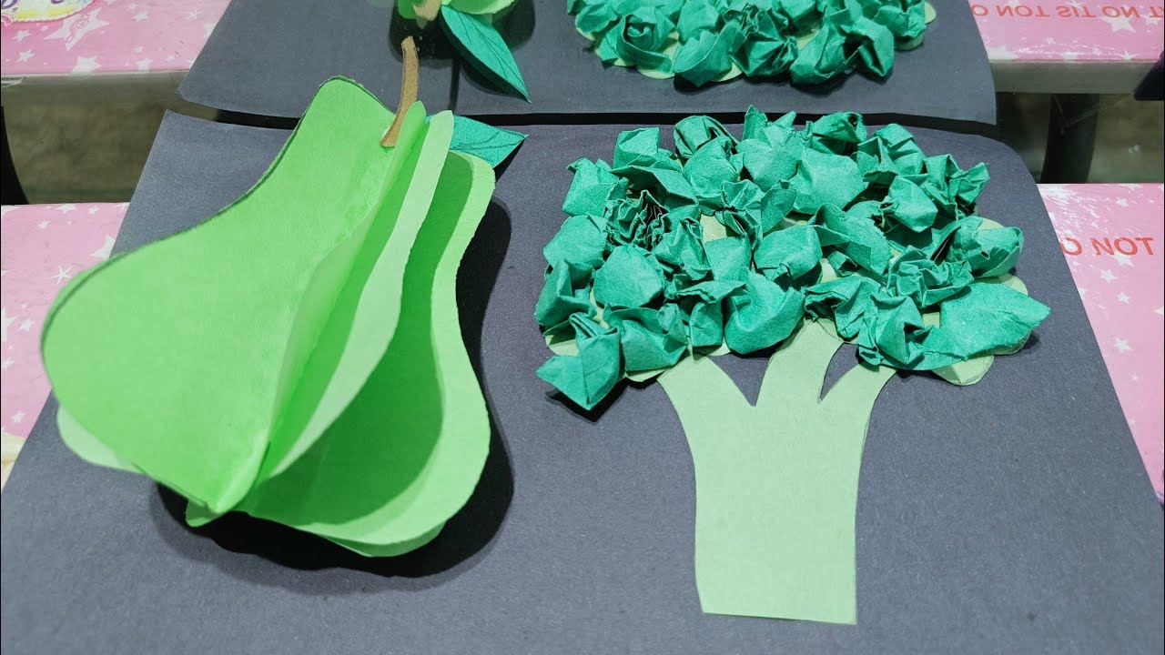 green paper craft II Pear 3D Craft IIpaper craft for school #Diy paper ...