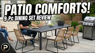 9-Piece Patio Dining Set Review | Wicker Chairs & Aluminum Table Link in Description