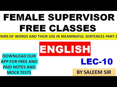 LEC-10 || PAIRS OF WORDS AND THEIR USE IN MEANING FULL SENTENCES PART-1 ...