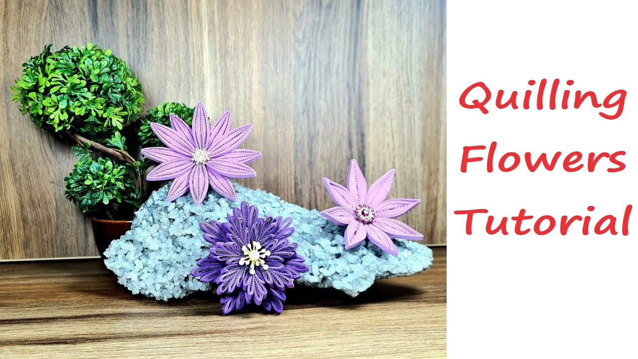 How to make three beautiful quilling flowers - Quilling tutorial - YouTube
