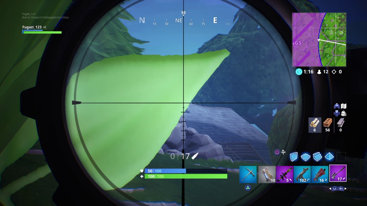 Fortnite Sniper kill from bush 125m - YouTube