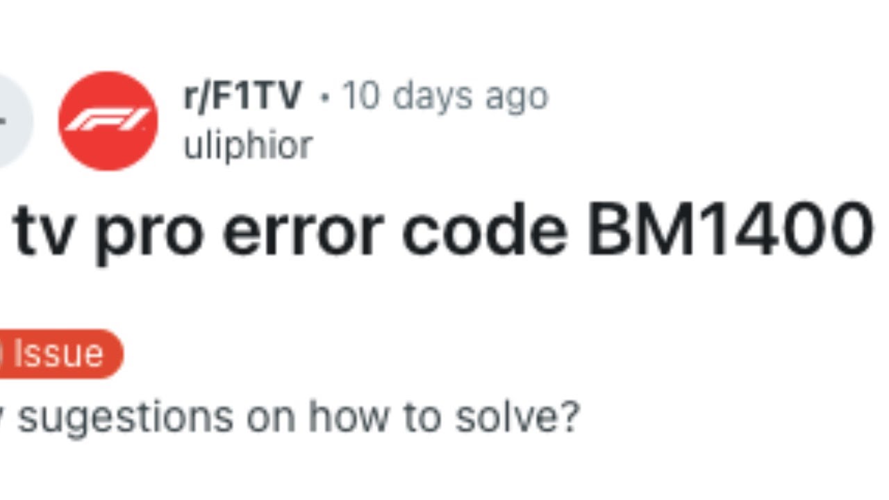 How To Resolve F1 TV App Error Code BM1400? - YouTube