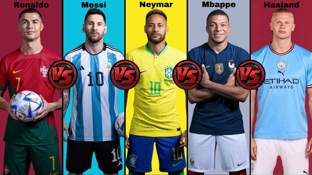 Ronaldo vs Messi vs Neymar vs Mbappe vs Haaland - YouTube