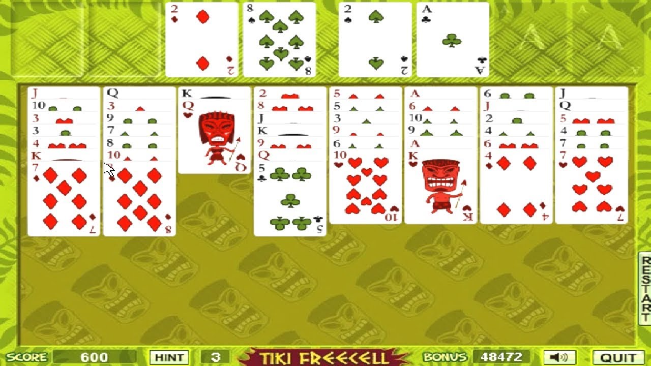 Tiki Freecell v1.01 (Windows game 2007) - YouTube