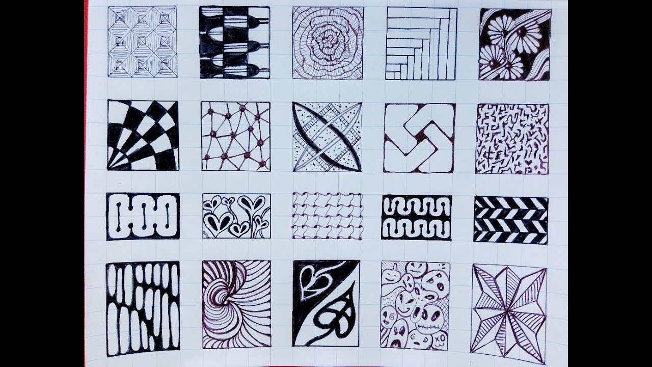 1001 Easy tangle patterns #42 - YouTube