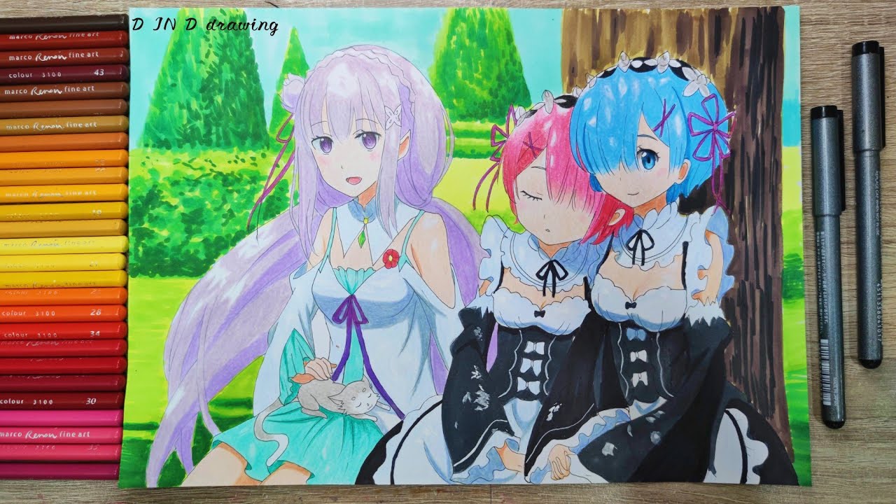 [Drawing]绘画-Emilia - rem- ram| 爱蜜莉雅 蕾姆 拉姆 |Re: zero (Re:從零開始的異世界生活 ...