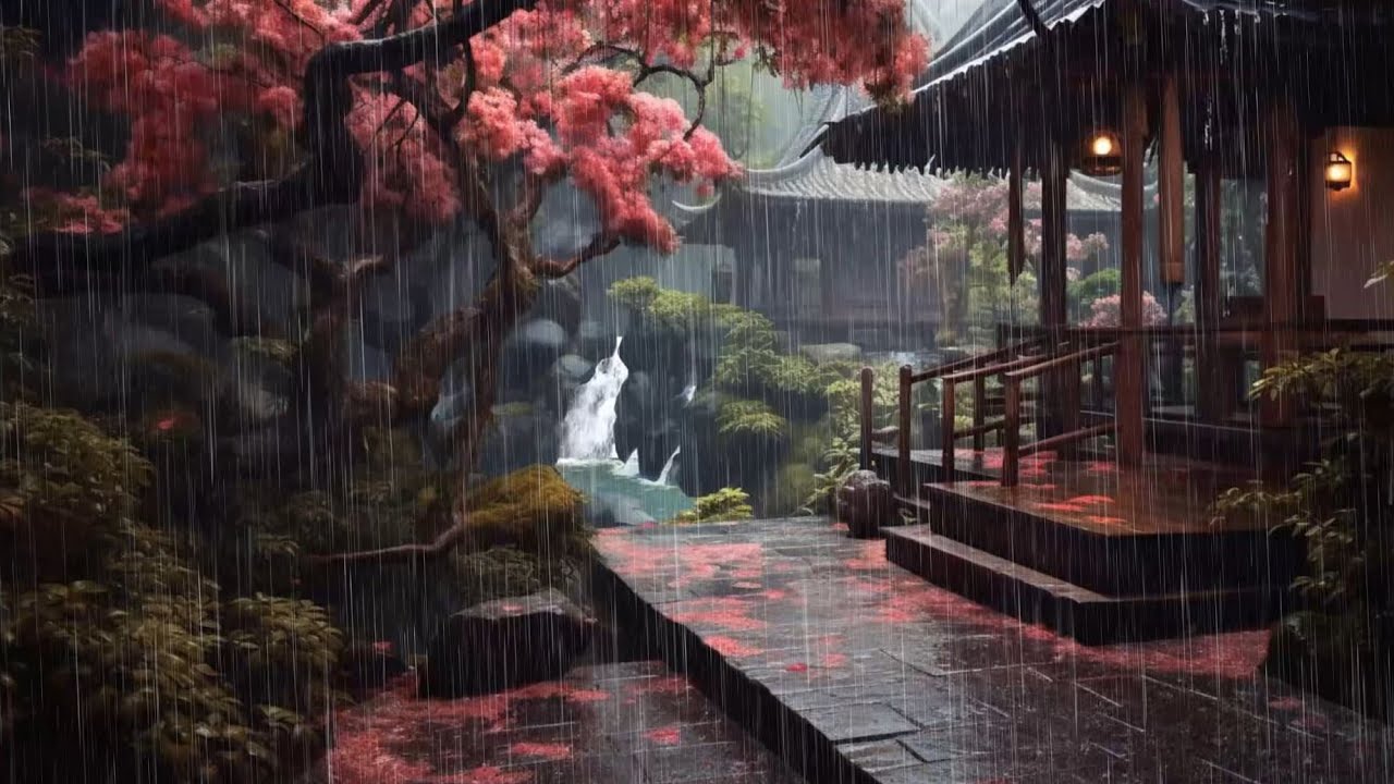 Relaxing Your Mind With Sound of Rain In The Japanese Zen Garden ...