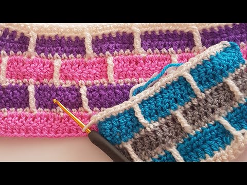 Tuğla Desen Battaniye/ How to Crochet Brick Pattern