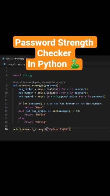 Password strength checker program in python. #codeswiftz #programming # ...