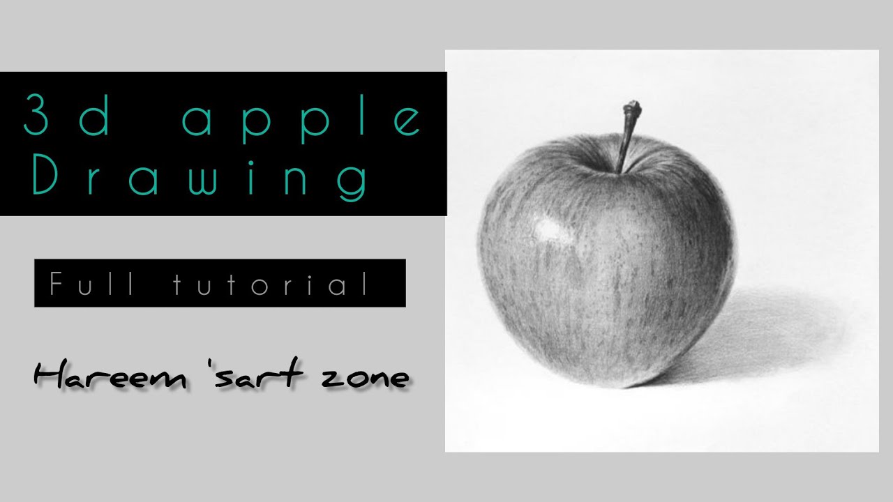 Easy 3d drawing video| how to draw 3d apple| satisfying art| - YouTube