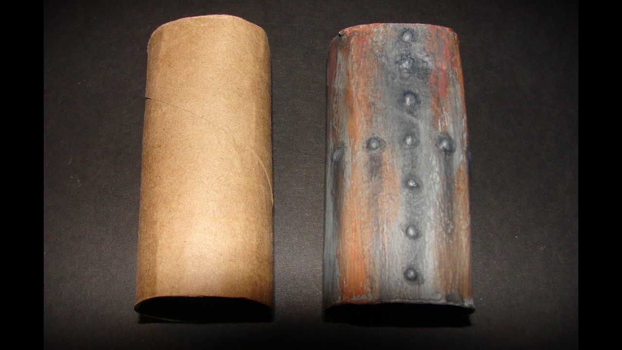 Make a Toilet Paper Tube Look Like Rusty Metal w/ Rivets (part 1) - YouTube