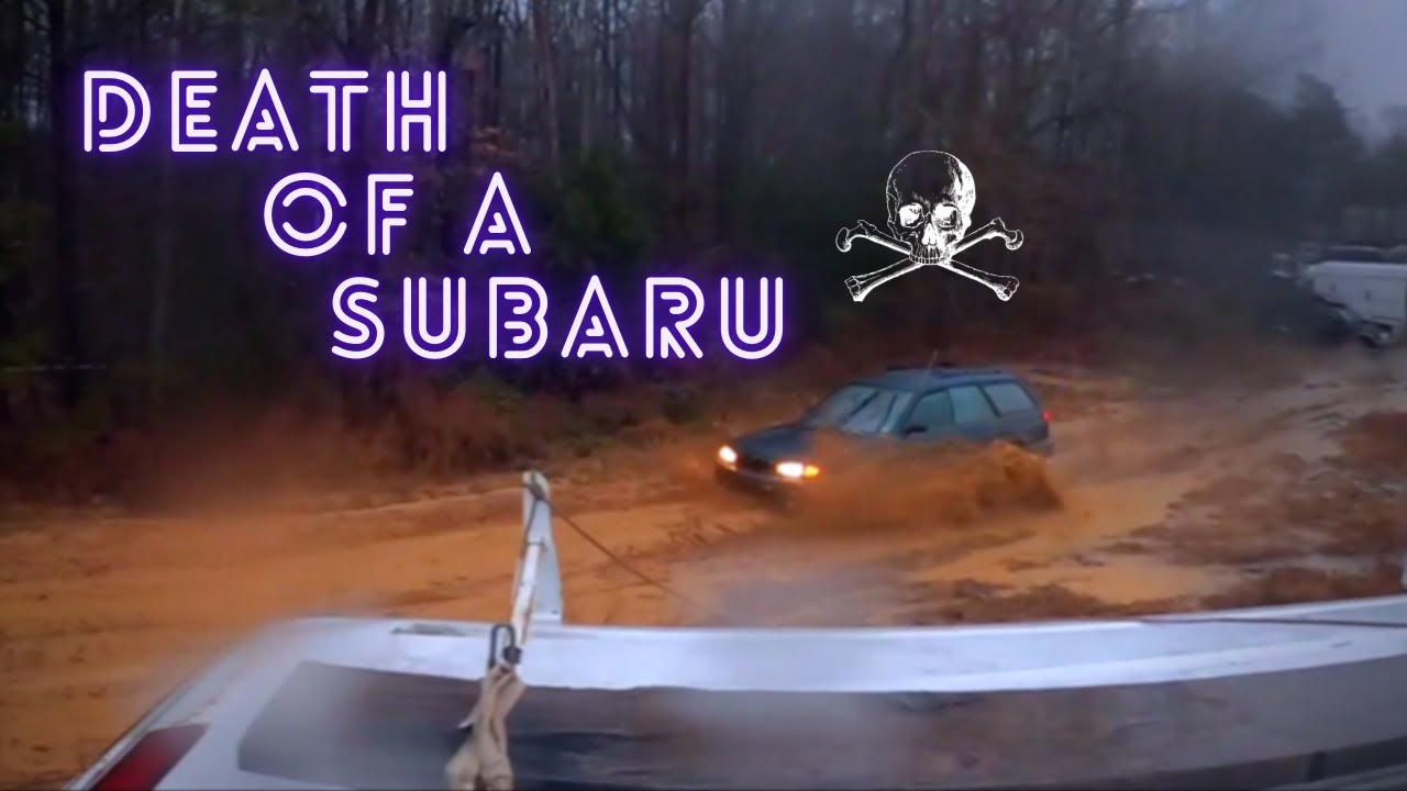 DESTROYING a Subaru Through the Mud and Rain at the Junkyard. Subaru ...