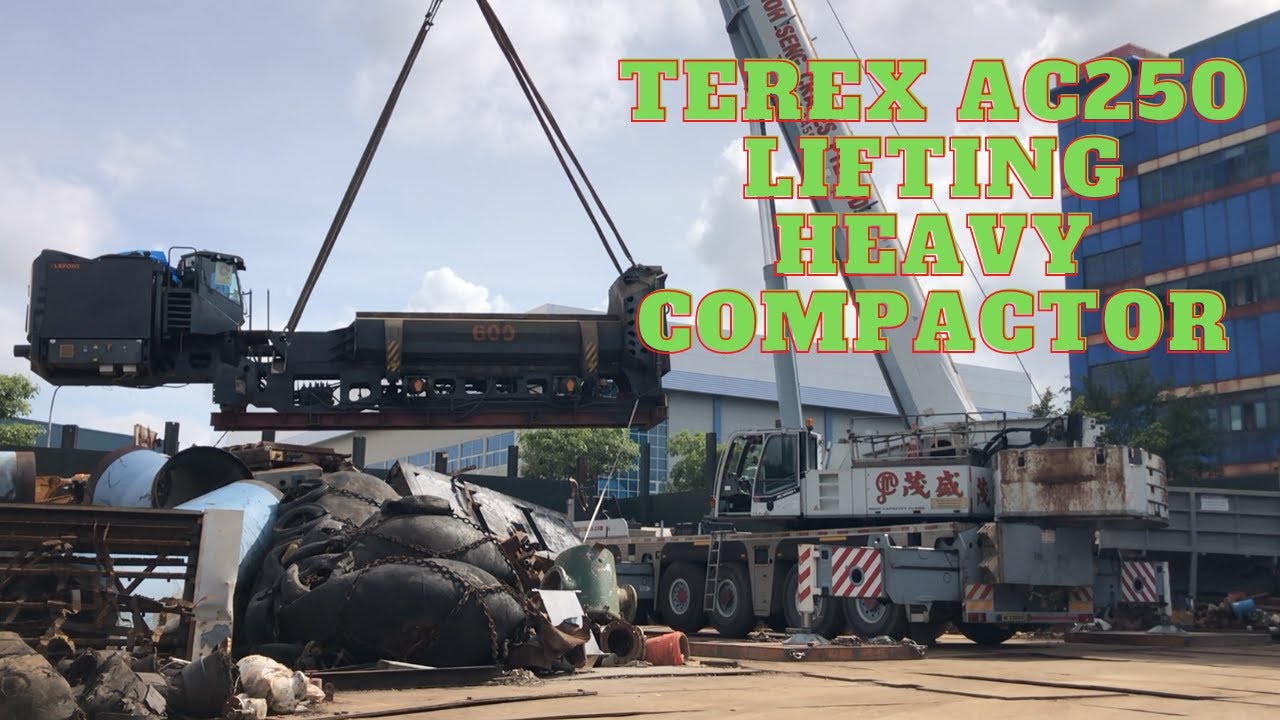 Moh Seng Cranes | Terex Demag AC250-1 Lifting Heavy Compactor - YouTube