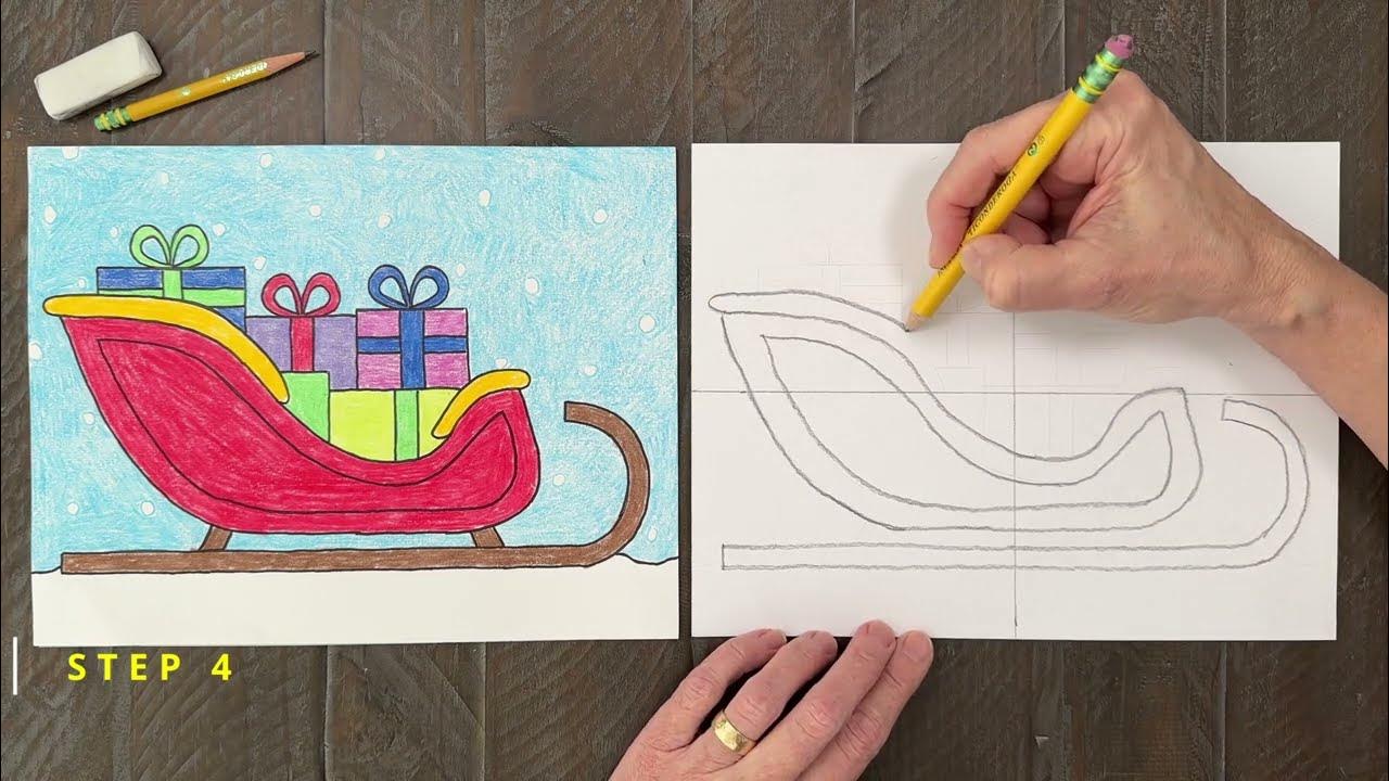 How to Draw Santa's Sleigh - YouTube