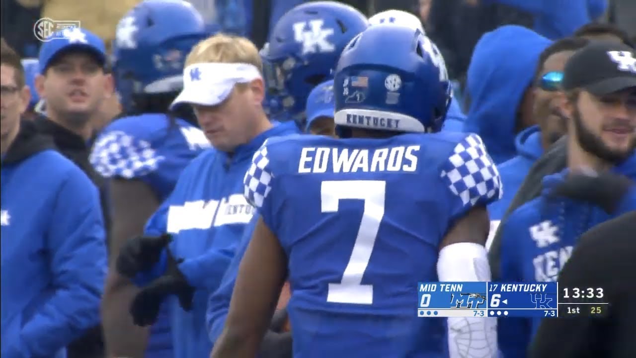 Mike Edwards (Kentucky DB #7) Vs. Middle Tennessee State 2018 - YouTube