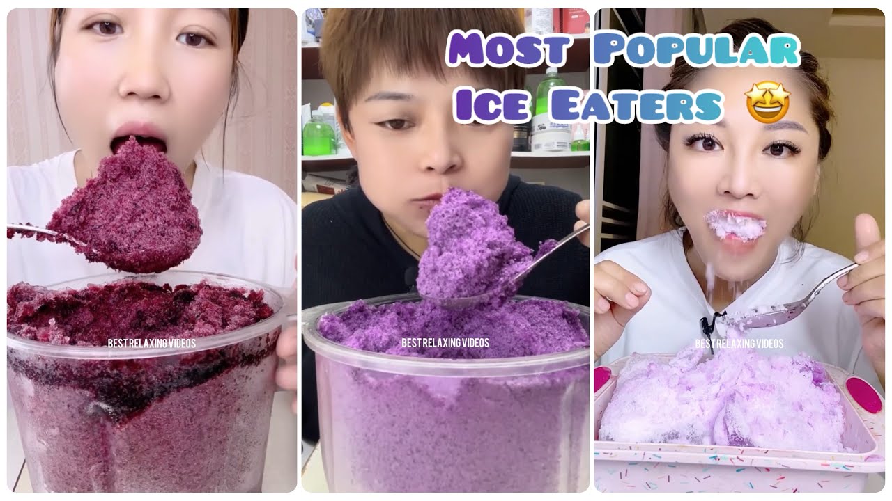 Amazing big bites ice eating & Most popular ice eaters & ice mukbang ...