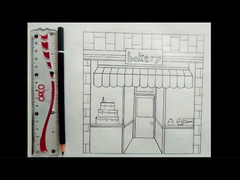 Cute drawing ideas |Bakery shop drawing| Easy to draw |Step by Step ...