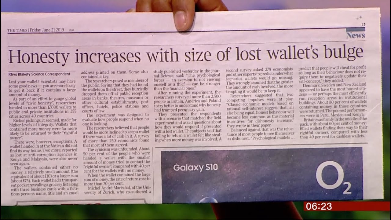 Honesty study with 17,000 wallets dropped (Global) - BBC News - 21st ...