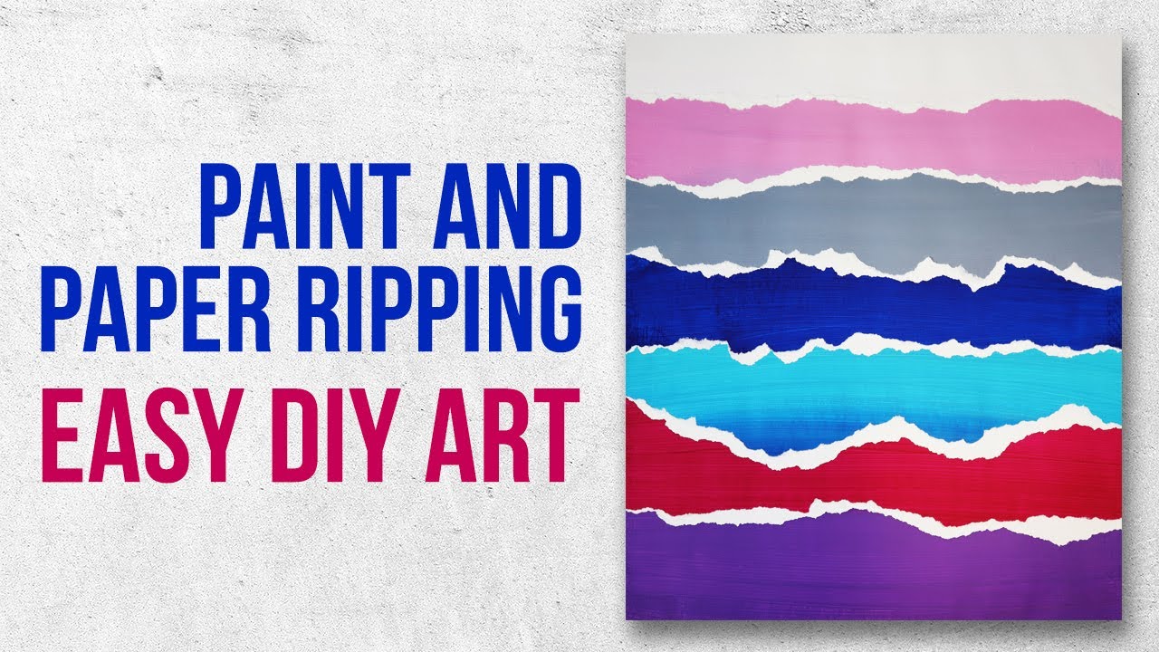 Painting and Paper Tearing / Easy DIY Acrylic Paint Art Demo / 099 ...