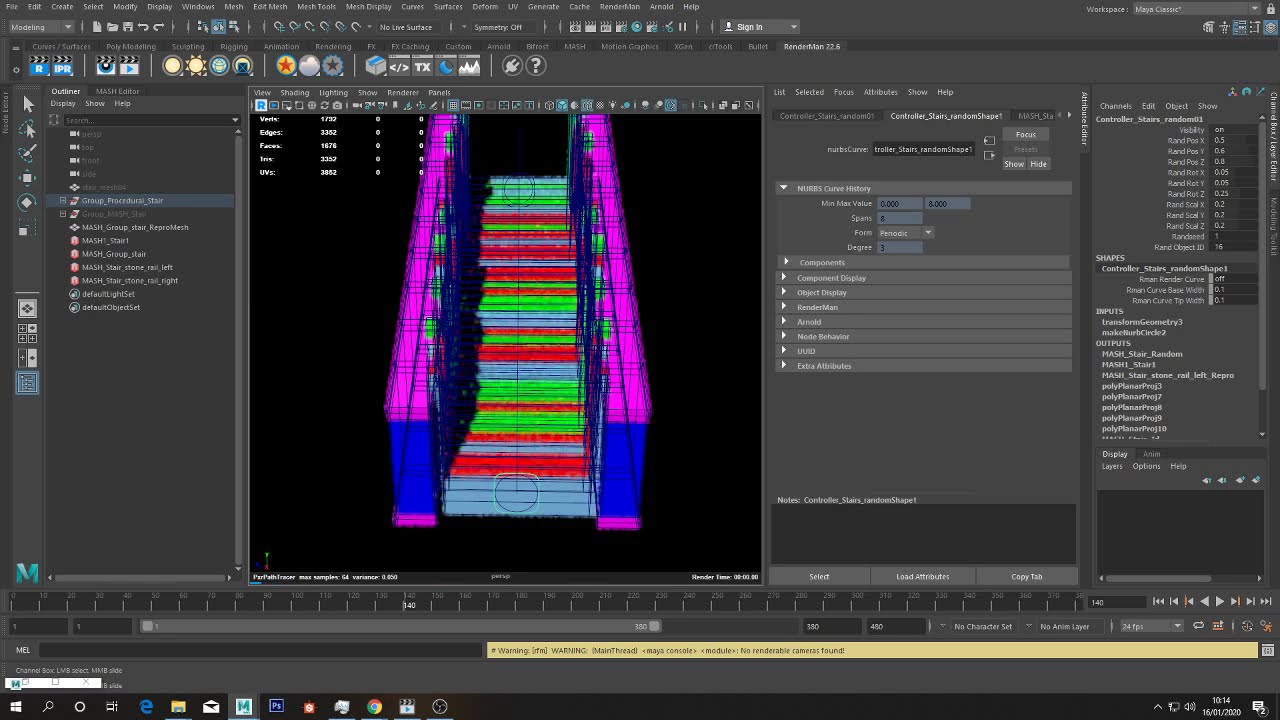 Demo Maya procedural stair riged for renderman - YouTube