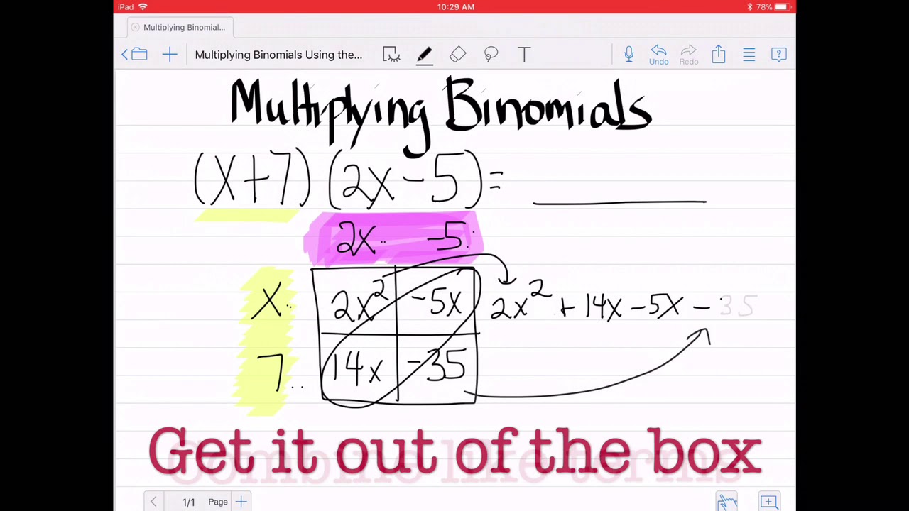 Multiplying Binomials, grid method - YouTube
