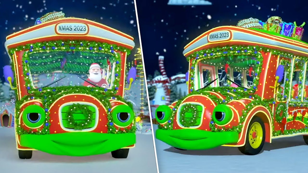 Christmas Wheels On The Bus, Xmas Bus and Vehicles Songs for KIds - YouTube