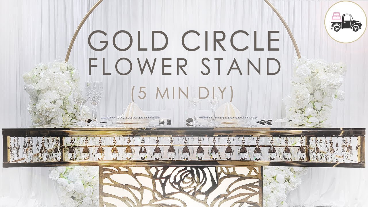 DIY A GOLD CIRCLE BACKDROP STAND WITH FLOWERS - YouTube
