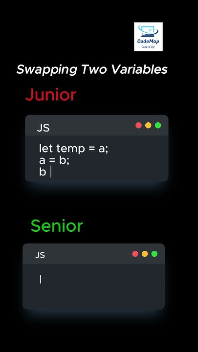 Junior vs Senior Developer 😅 How to swap 2 variables #javascript #coding #programming #ai - YouTube
