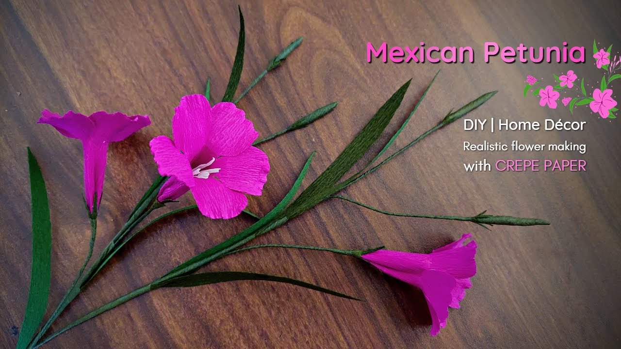 Paper flower making | Mexican Petunia | Crepe paper craft | Home décor ...