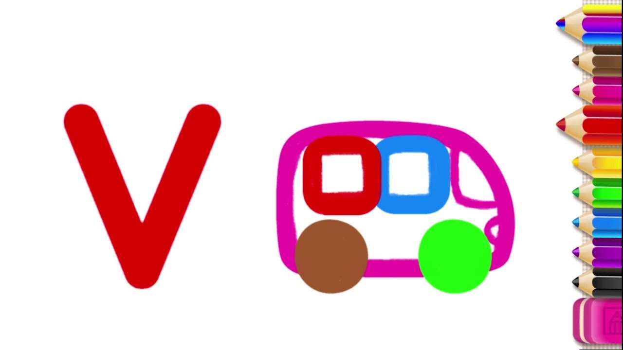 ABC DRAW for kids | Drawing Alphabets and Coloring | Draw the Letter V ...