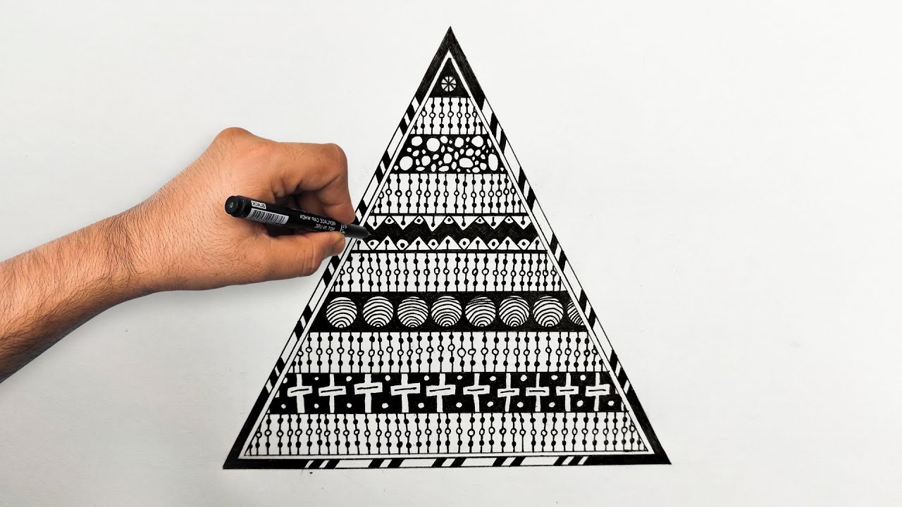 How to Draw Zentangle & Doodle | Step Triangle Geometric Shapes - YouTube