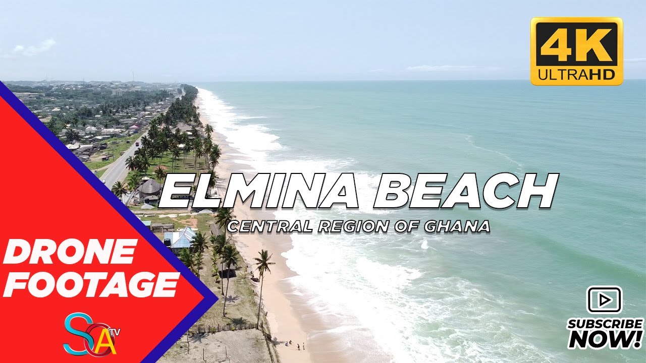 DRONE FOOTAGE - ELMINA BEACH, CENTRAL REGION OF GHANA (4K) - YouTube
