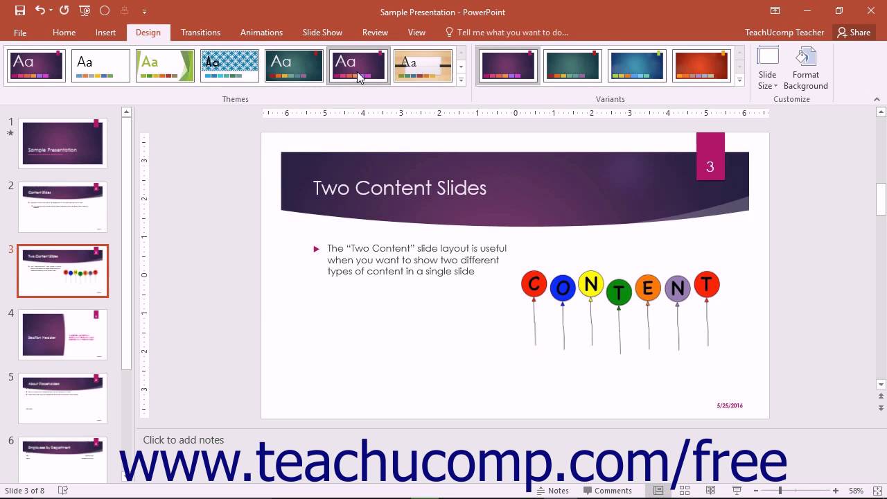 PowerPoint 2016 Tutorial Applying Themes Microsoft Training - YouTube