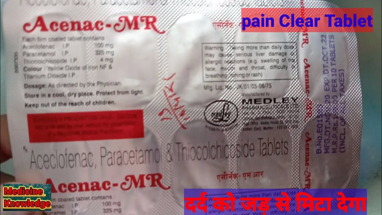 Acenac MR Tablet,Acenac MR Tablet Use In Hindi, Aceclfenac paracetamol ...