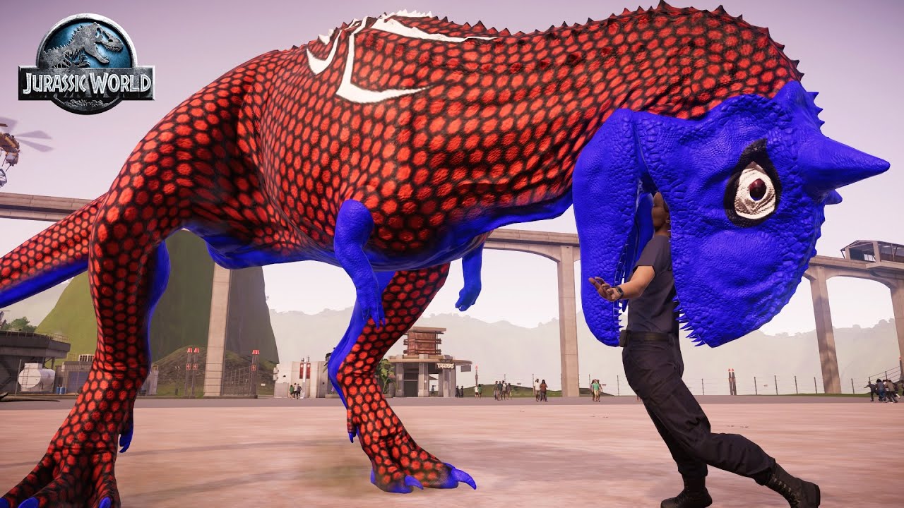 NEW SPIDERMAN CARNOTAURUS is ATTACKING, TRex VS IRex Dinosaurs Fighting ...