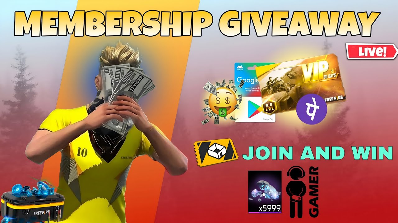 💎🔴LIVE MEMBERSHIP #GIVEAWAY💰JOIN LIVE TOURNAMENT AND WIN REEDEM COAD &💎 ...
