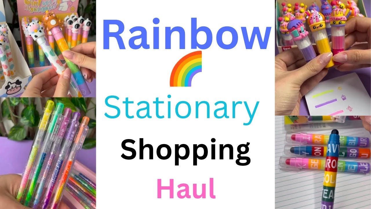 Rainbow 🌈 Stationary Shopping Haul 😍🤩 | Stationary Haul - YouTube