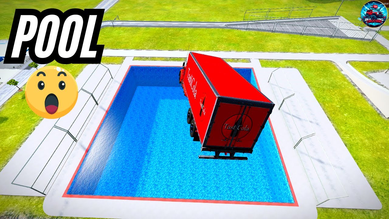 High Speed Cars Jumping in Pools Crazy - BeamNG.Drive #47 - YouTube