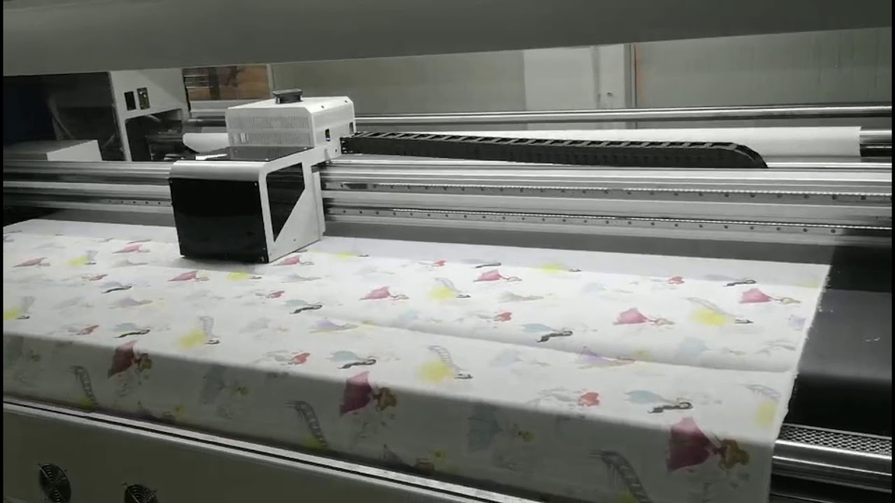 1.8m Sticky Belt Direct Textile Printer with DX-5/4720 Printhead - YouTube