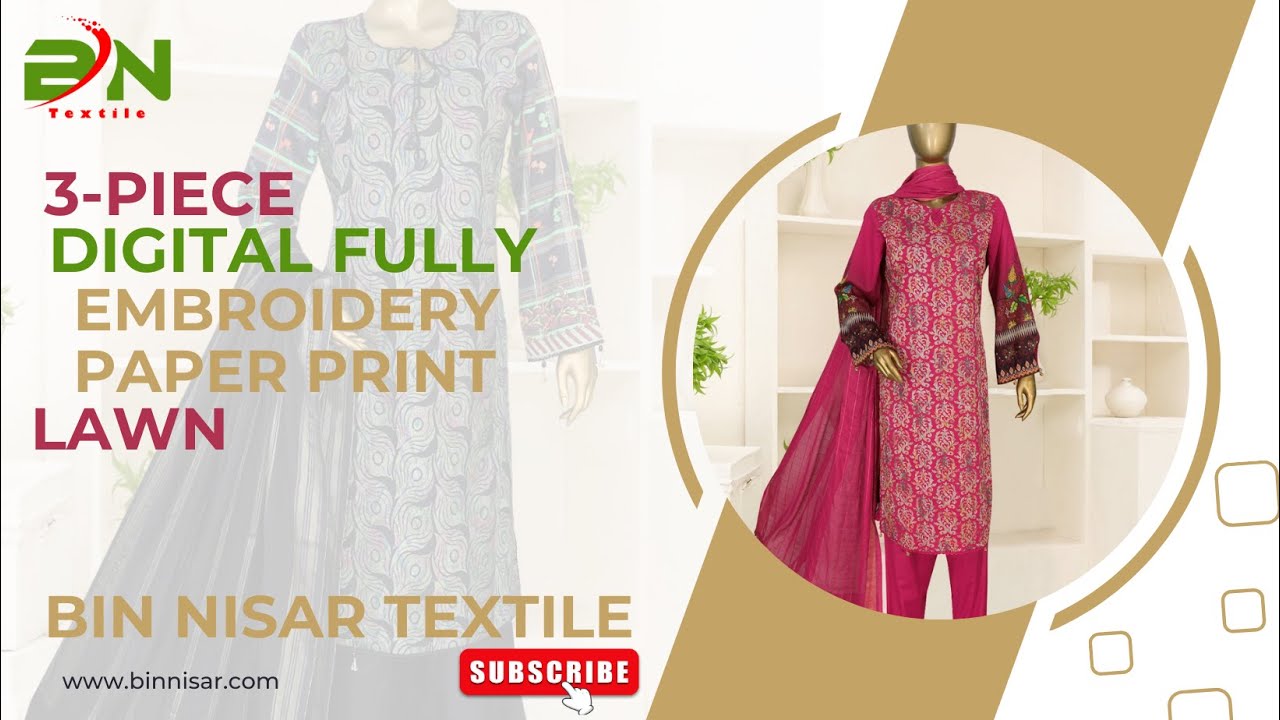 3pc Digital Fully Embroidery Paper Print Lawn | Summer Collection | BN ...