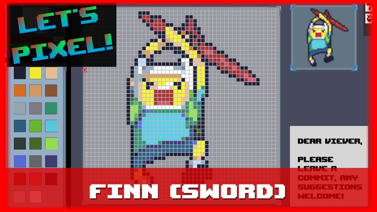 Let's draw pixel art, Finn from Adventure Time - YouTube