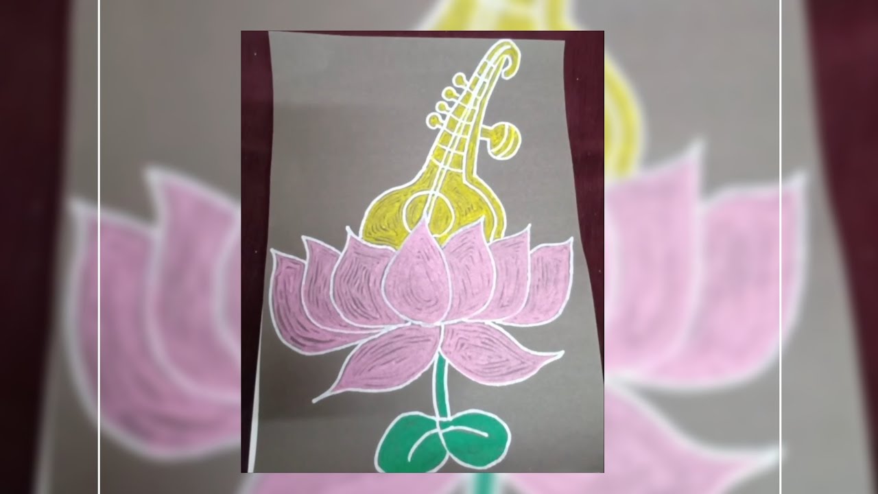 Easy drawing of veena on lotus. - YouTube