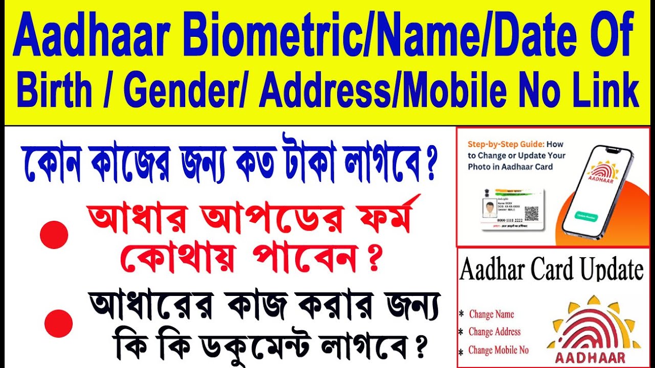 Aadhaar Enrolment & Update Charges | Enrolment & Update Forms | Aadhaar ...