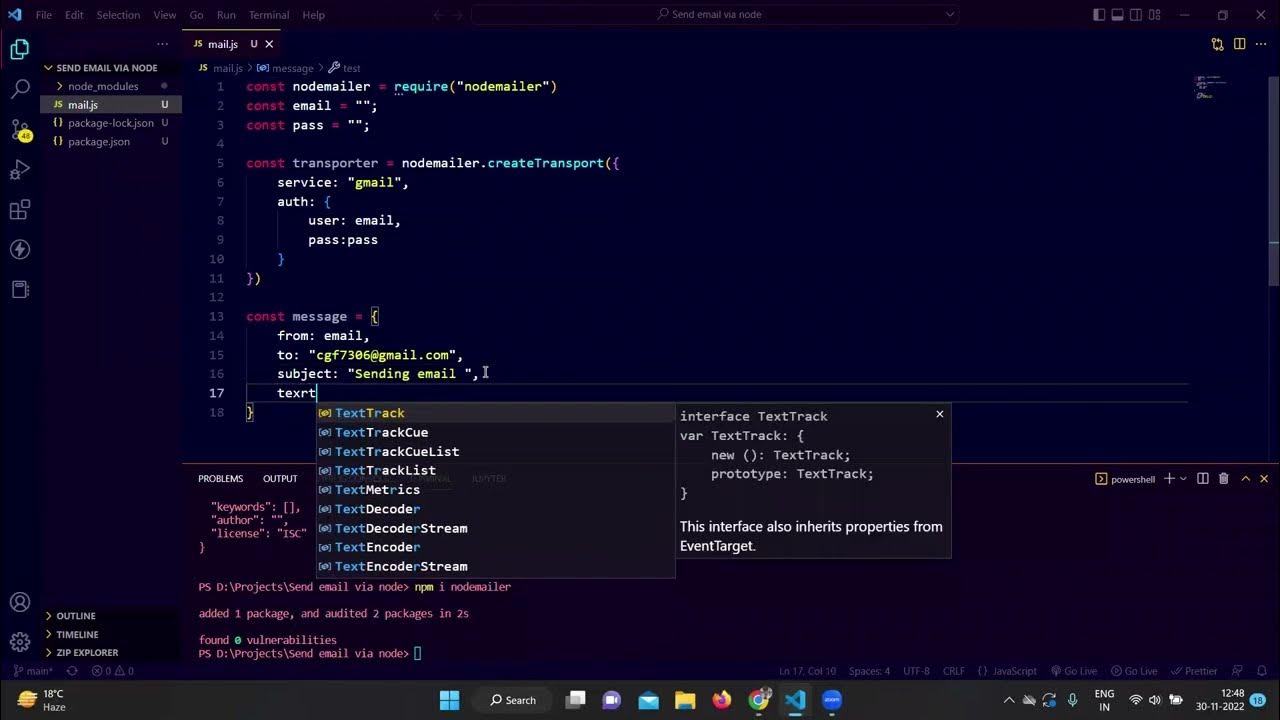 Sending Mail Messages Via Nodejs Nodejs Gmail Email Coder Youtube