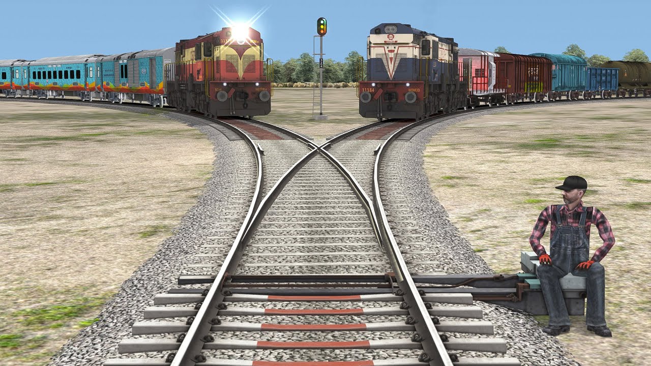Two Diesel Trains at Same Track - Crossing Each Other | Forked Railroad ...