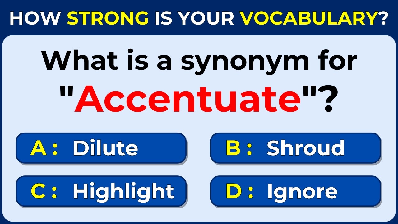 How Strong Is Your Vocabulary? 98% Can't Score 30/30! Synonyms | # ...