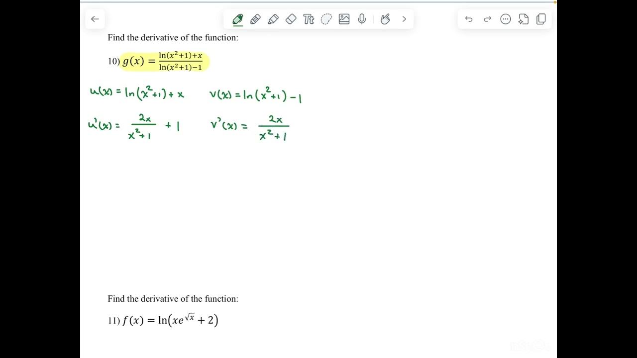 MAT212 - Section 12.5b - The Chain Rule for the Natural Logarithm Function - YouTube