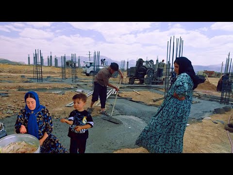 Foundation Concrete Pour with Mixer Machine & Delicious Homemade Lunch