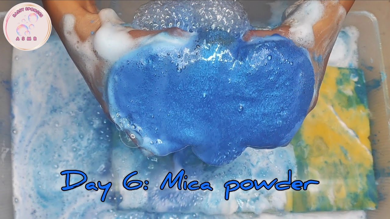 Day 6 - Mica powder🩵💙Dish soap & Suprise element🫧Sudsy sponge rinsing🤍🫧 ...